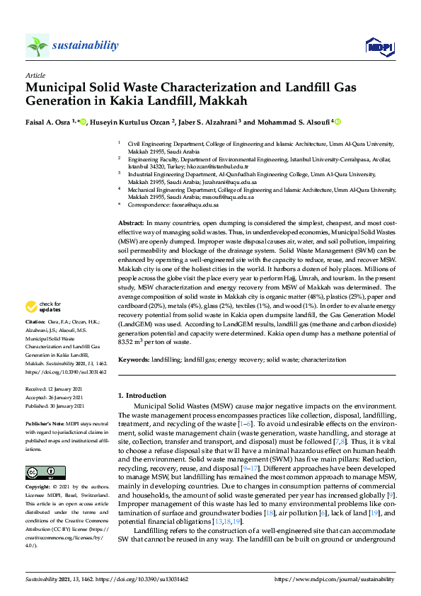 (PDF) Municipal Solid Waste Characterization and Landfill Gas ...