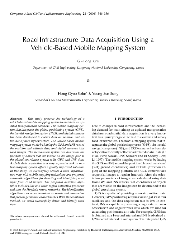 Pdf Road Infrastructure Data Acquisition Using A Vehicle Based Mobile Mapping System