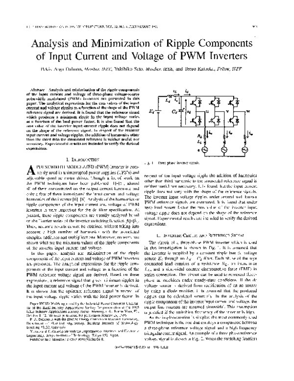 Pdf Analysis And Minimization Of Ripple Components Of Input Current