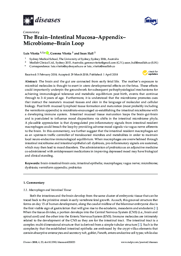 (PDF) The Brain–Intestinal Mucosa–Appendix– Microbiome–Brain Loop