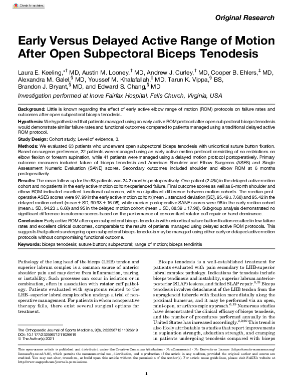 (PDF) Early Versus Delayed Active Range of Motion After Open ...