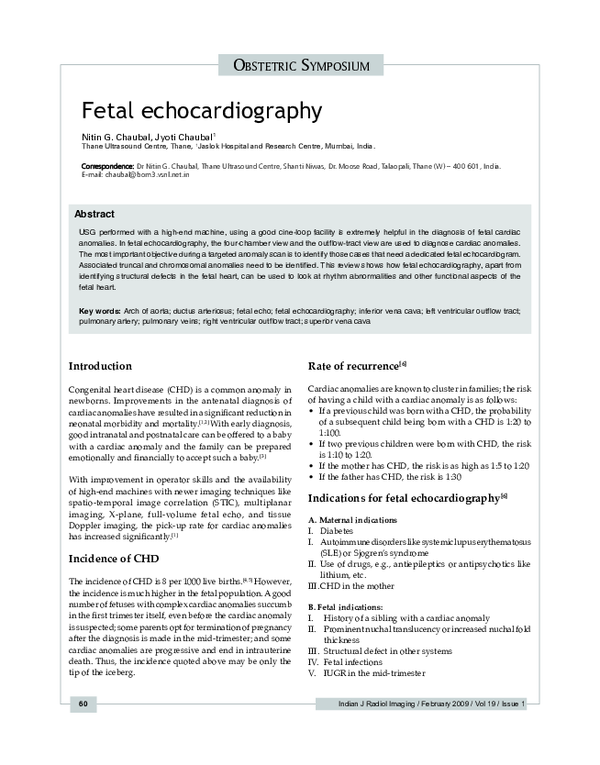 (PDF) Fetal echocardiography