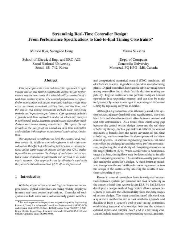 (PDF) Streamlining real-time controller design: From performance ...
