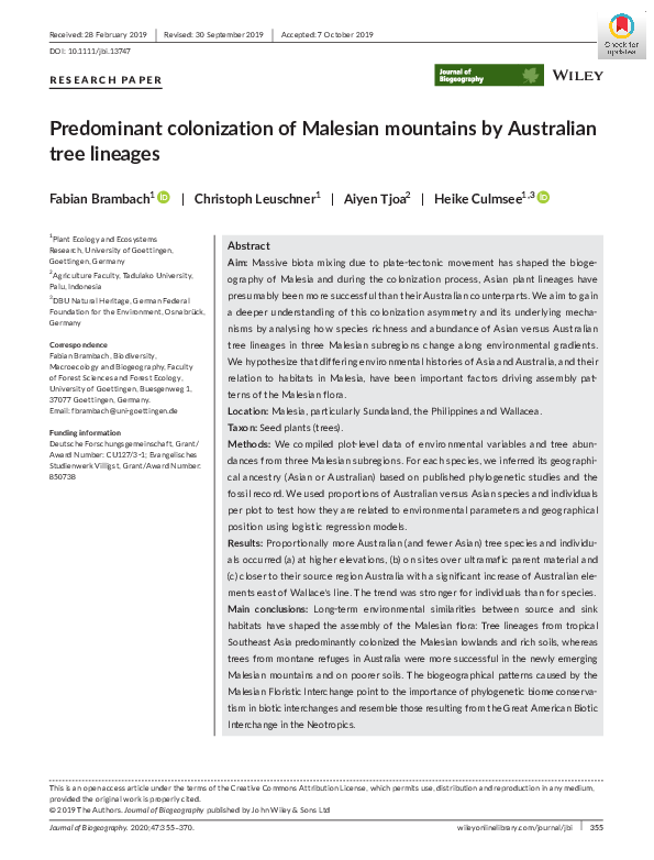 (PDF) Predominant colonization of Malesian mountains by Australian tree ...