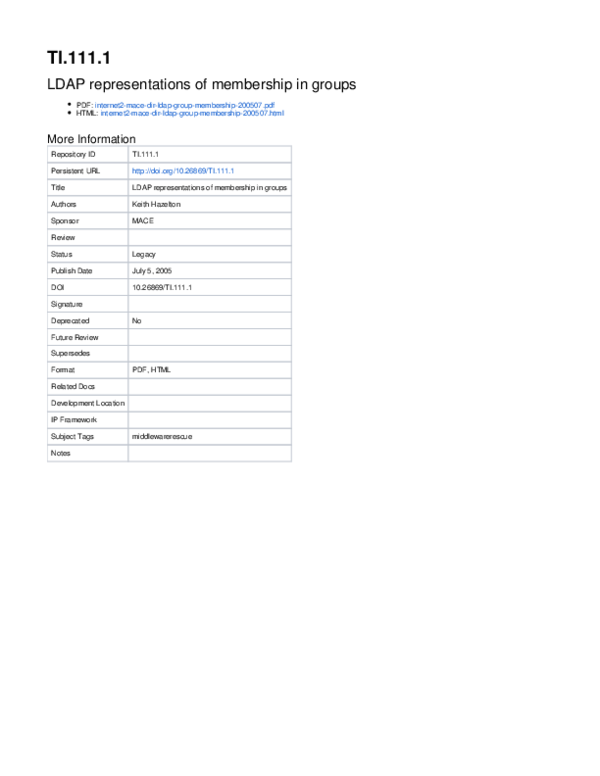 (PDF) LDAP representations of membership in groups