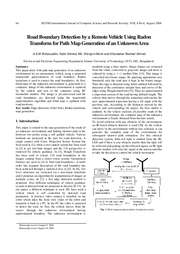 (PDF) Road Boundary Detection by a Remote Vehicle Using Radon Transform for Path Map Generation ...