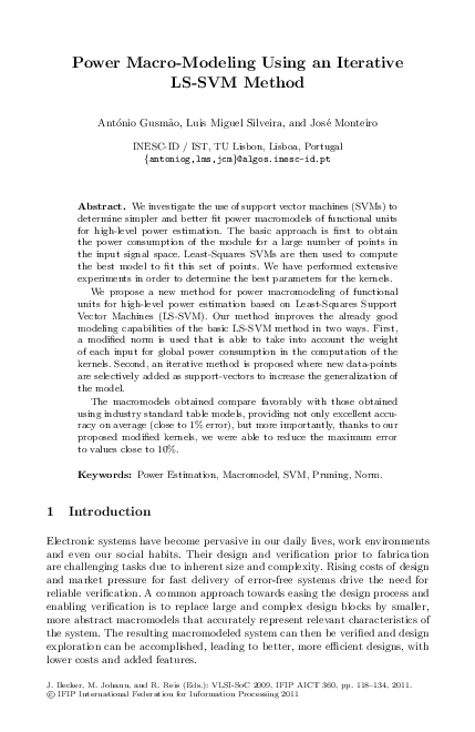 (PDF) Power Macro-Modeling Using an Iterative LS-SVM Method