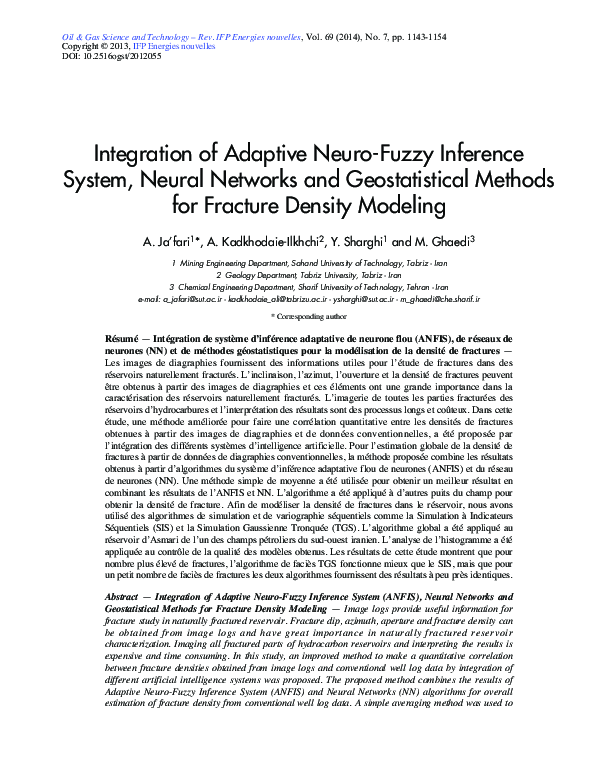 (PDF) Integration of Adaptive Neuro-Fuzzy Inference System, Neural Networks and Geostatistical ...