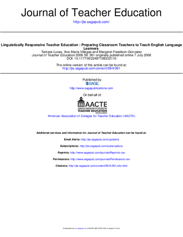 (PDF) Linguistically Responsive Teacher Education: Preparing Classroom ...
