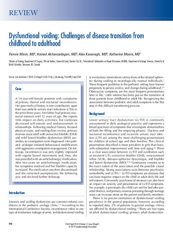 (PDF) Dysfunctional voiding: Challenges of disease transition from ...