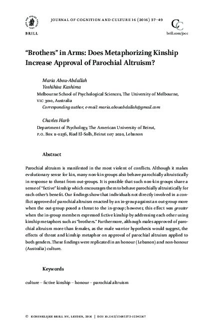 (PDF) “Brothers” in Arms: Does Metaphorizing Kinship Increase Approval ...