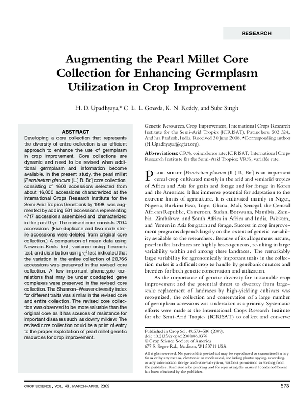 (PDF) Augmenting the Pearl Millet Core Collection for Enhancing Germplasm Utilization in Crop ...