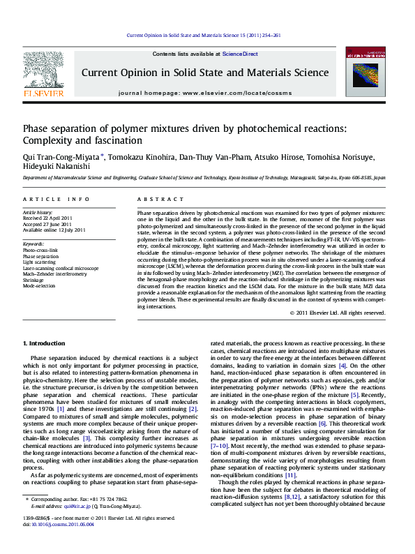(PDF) Phase separation of polymer mixtures driven by photochemical ...