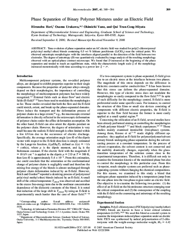 (PDF) Phase Separation of Binary Polymer Mixtures under an Electric Field