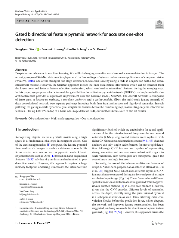 Pdf Gated Bidirectional Feature Pyramid Network For Accurate One Shot Detection In Kweon
