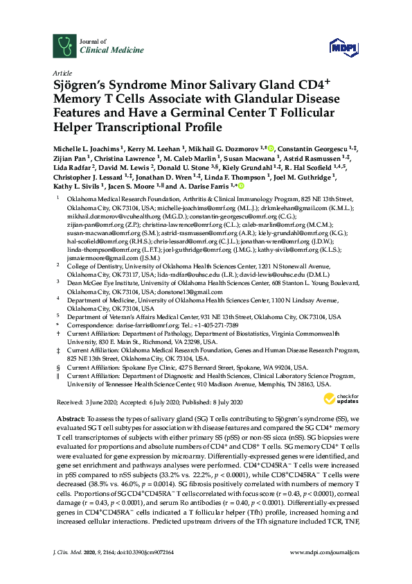 (PDF) The importance of minor salivary gland biopsy in sjÃ¶gren ...