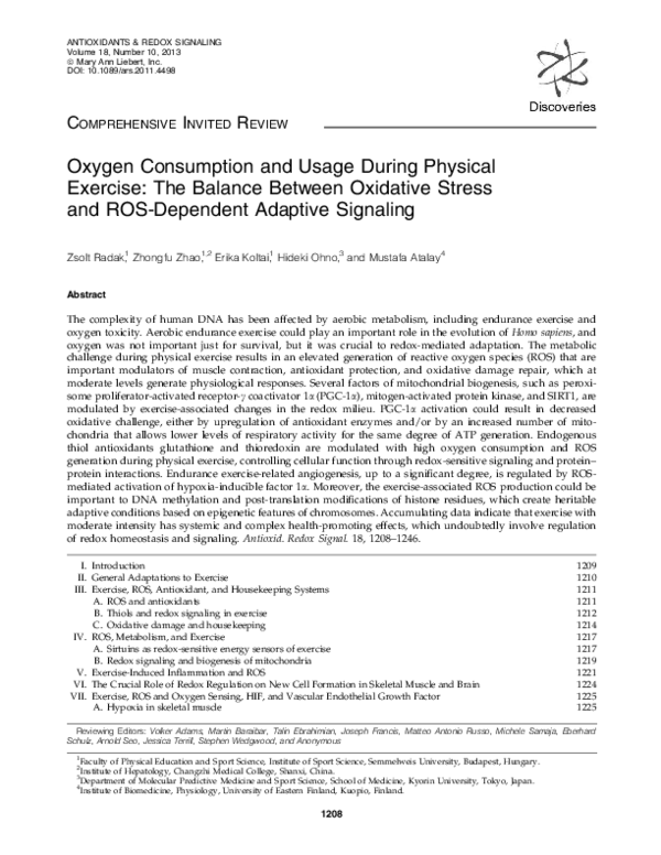(PDF) Oxygen Consumption and Usage During Physical Exercise: The ...
