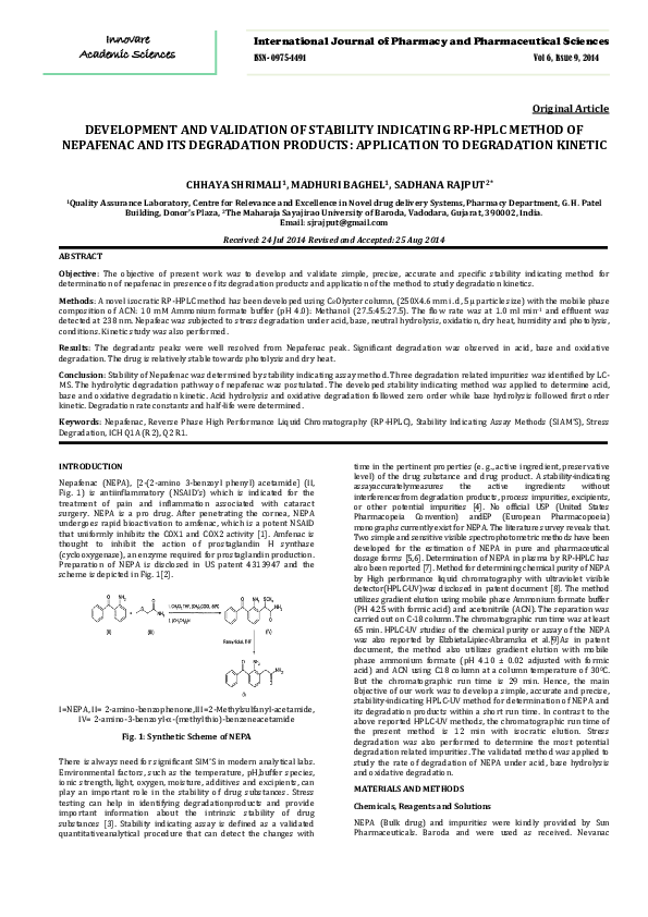 (PDF) Development and Validation of Stability Indicating RP-HPLC Method of Nepafenac and Its ...