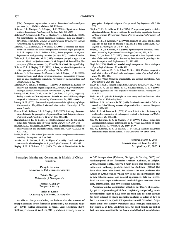 (PDF) Postscript: Identity and constraints in models of object ...