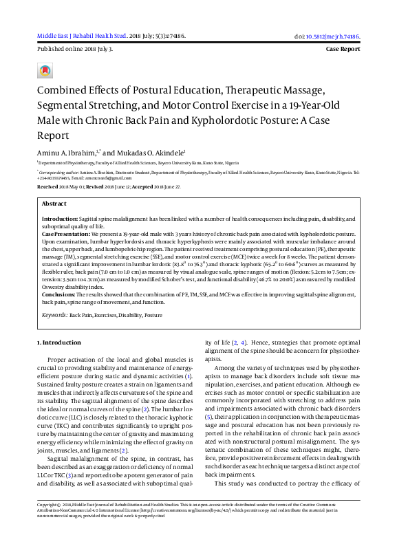(PDF) Combined Effects of Postural Education, Therapeutic Massage ...