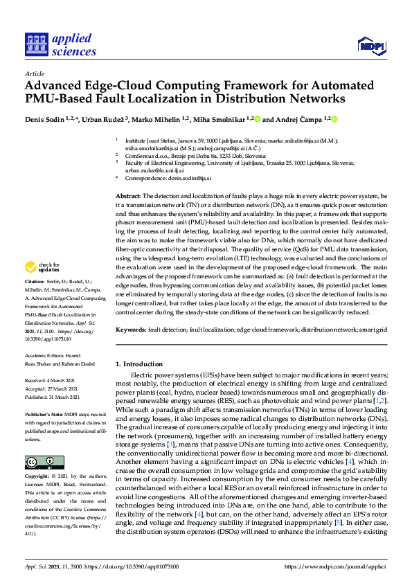 Pdf Advanced Edge Cloud Computing Framework For Automated Pmu Based Fault Localization In