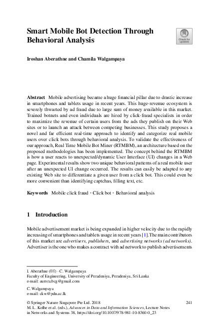 (PDF) Smart Mobile Bot Detection Through Behavioral Analysis