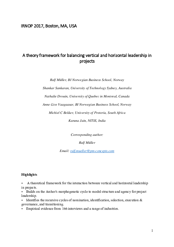 (PDF) A theory framework for balancing vertical and horizontal ...