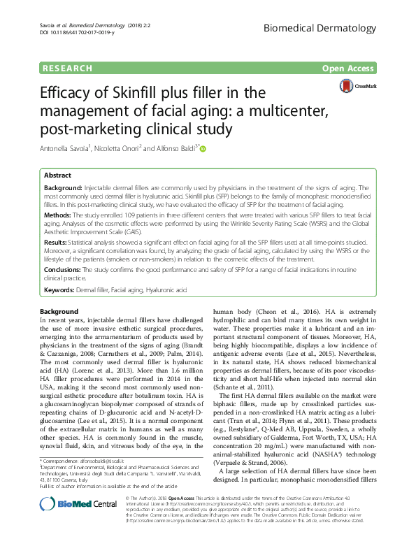 (PDF) Efficacy of Skinfill plus filler in the management of facial ...