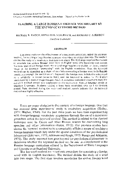 (PDF) Teaching a large Russian language vocabulary by the mnemonic ...