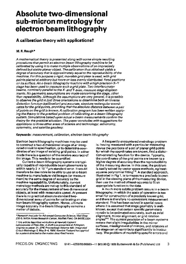 (PDF) Absolute two-dimensional sub-micron metrology for electron beam ...