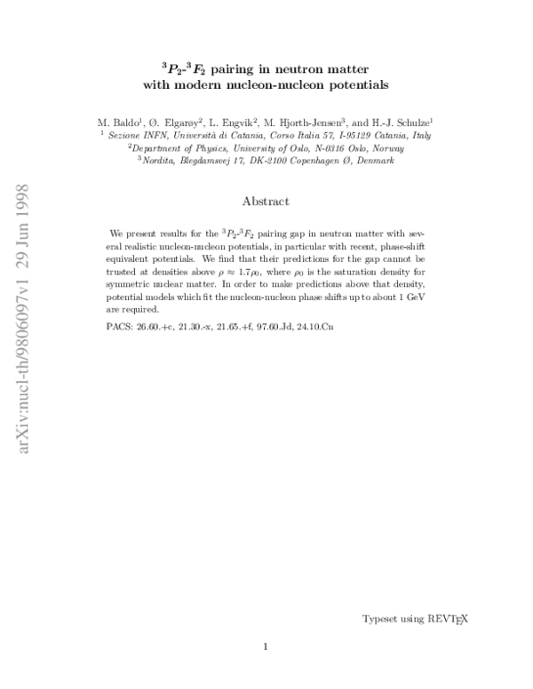 (PDF) 3P2-3F2 pairing in neutron matter with modern nucleon-nucleon ...