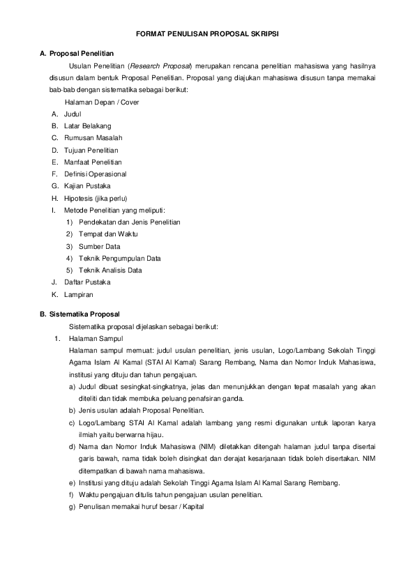 (PDF) FORMAT PENULISAN PROPOSAL SKRIPSI