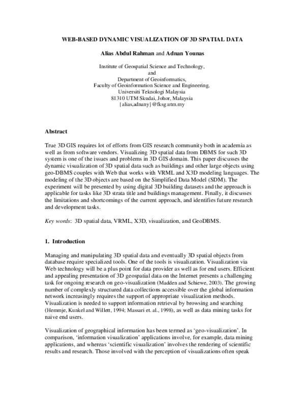 (PDF) Web-Based Dynamic Visualization of 3D Spatial Data