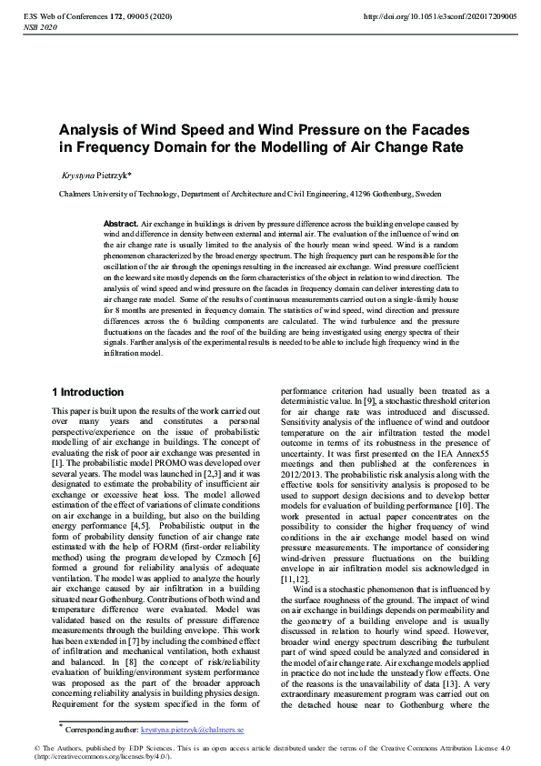 (PDF) Analysis of Wind Speed and Wind Pressure on the Facades in ...