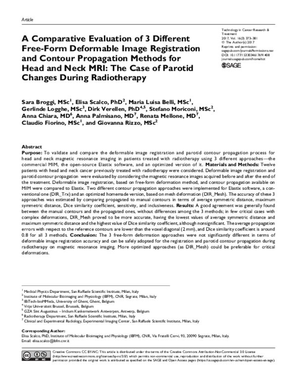 Pdf A Comparative Evaluation Of 3 Different Free Form Deformable Image Registration And