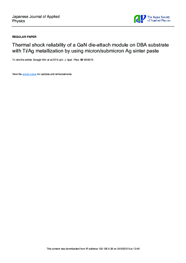 (PDF) Thermal shock reliability of a GaN die-attach module on DBA ...