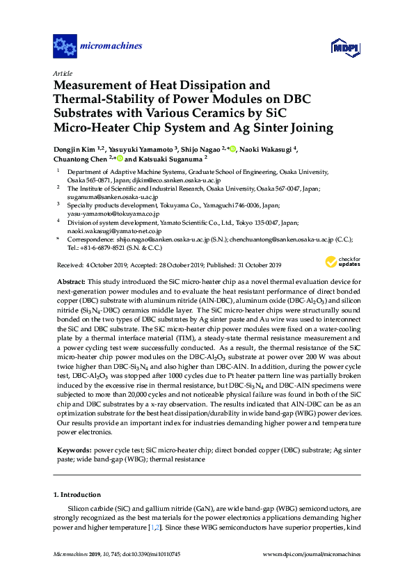 (PDF) Measurement of Heat Dissipation and Thermal-Stability of Power ...