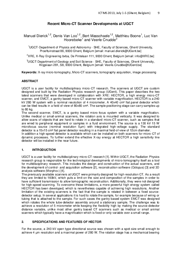 (PDF) Recent micro-CT scanner developments at UGCT | Jan Van Den Bulcke ...