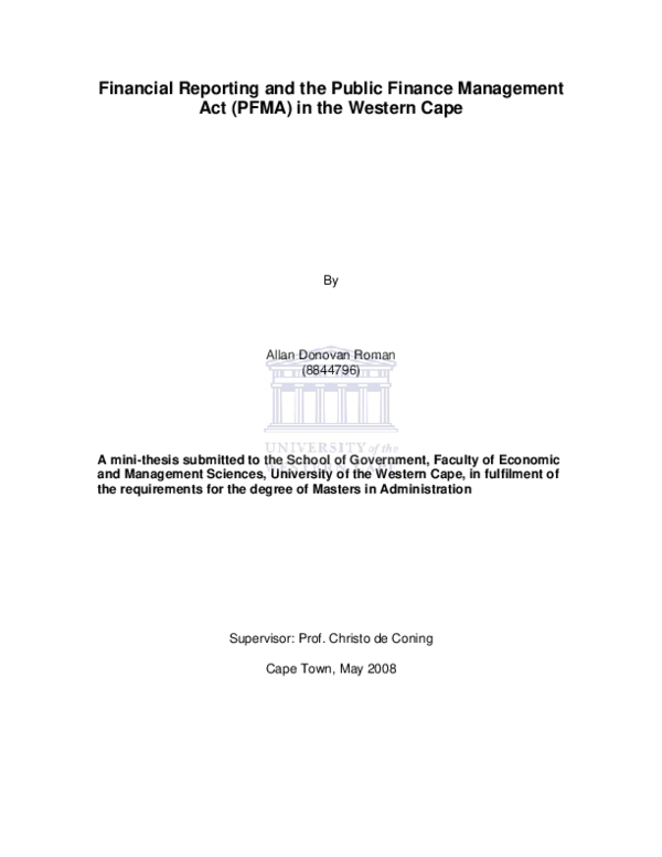 (PDF) Financial reporting and the public finance management act (PFMA ...