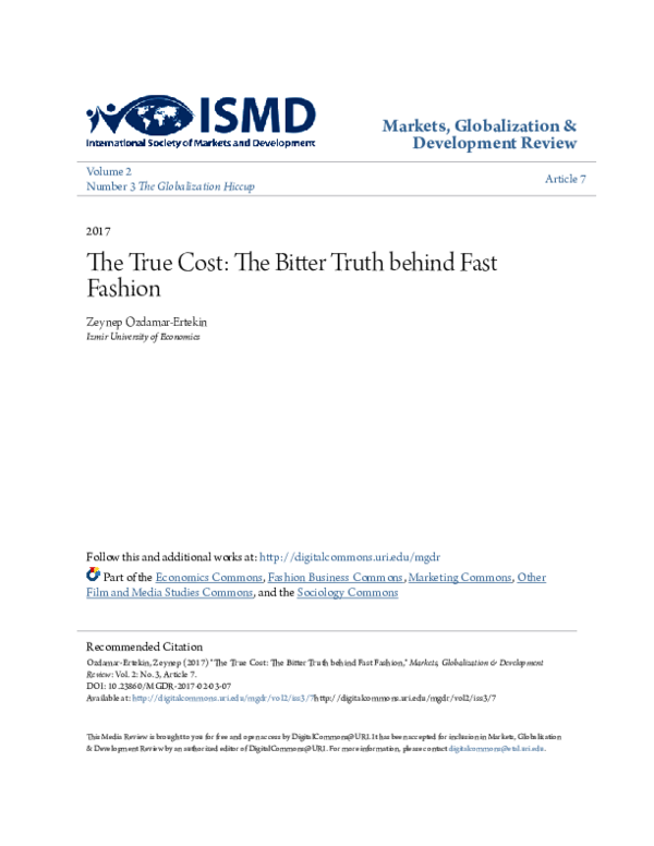 (PDF) The True Cost: The Bitter Truth behind Fast Fashion