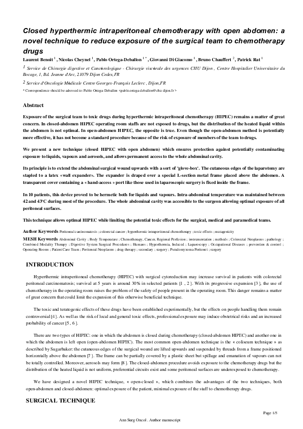 (PDF) The Onset of Intra-Abdominal Adhesions During Closed-Abdomen ...