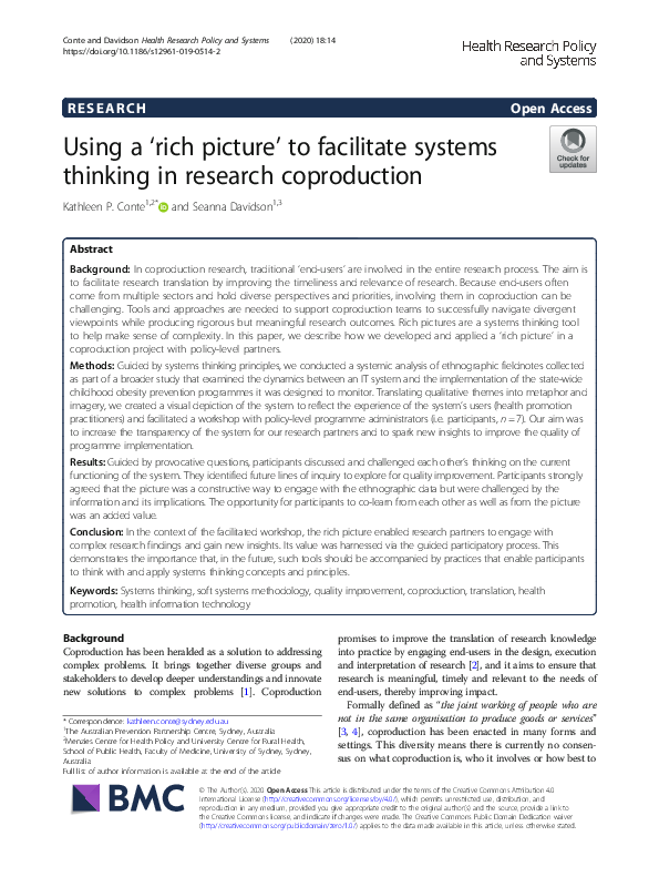 (PDF) Using a ‘rich picture’ to facilitate systems thinking in research ...