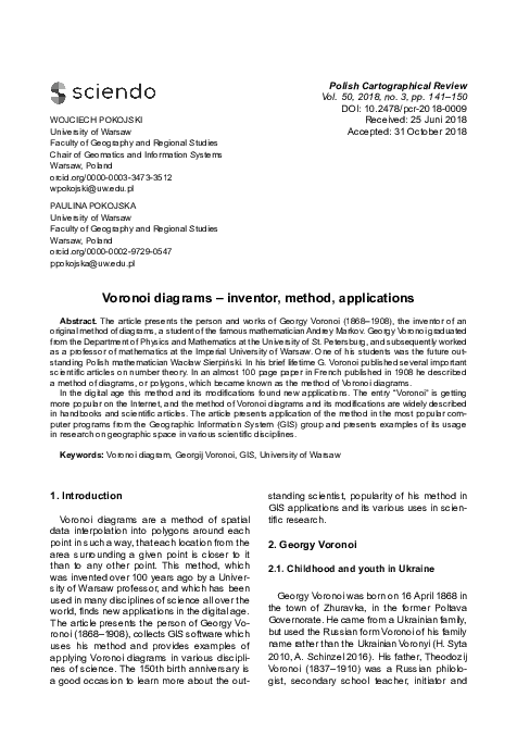 (PDF) Voronoi diagrams – inventor, method, applications