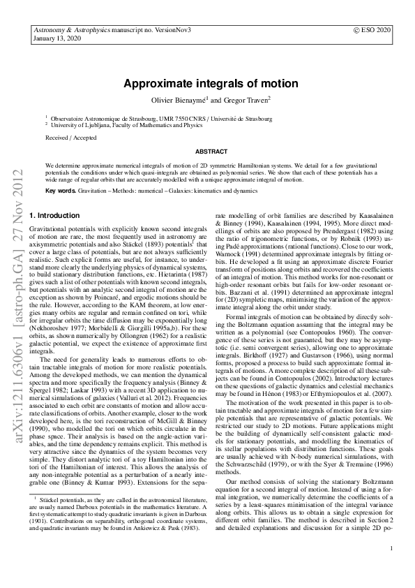 (PDF) Approximate integrals of motion