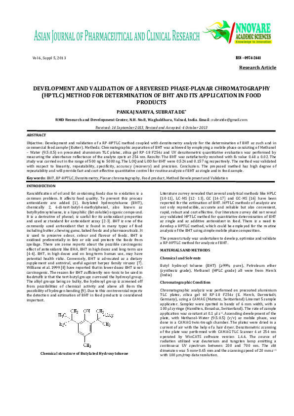 (PDF) Development and Validation of a Reversed Phase-Planar Chromatography (HPTLC) Method for ...