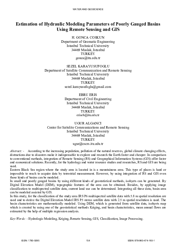 Pdf Estimation Of Hydraulic Modeling Parameters Of Poorly Gauged Basins Using Remote Sensing
