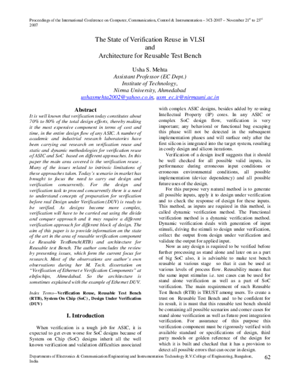 (PDF) The State of Verification Reuse in VLSI and Architecture for ...