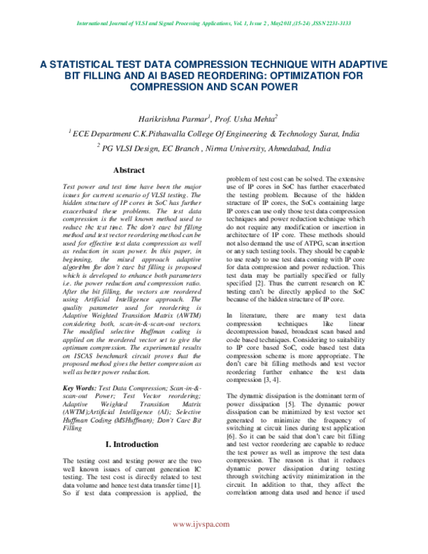Pdf A Statistical Test Data Compression Technique With Adaptive Bit