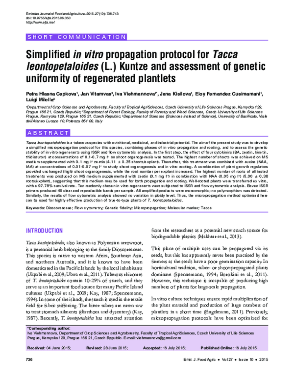 (PDF) Simplified in vitro propagation protocol for Tacca ...