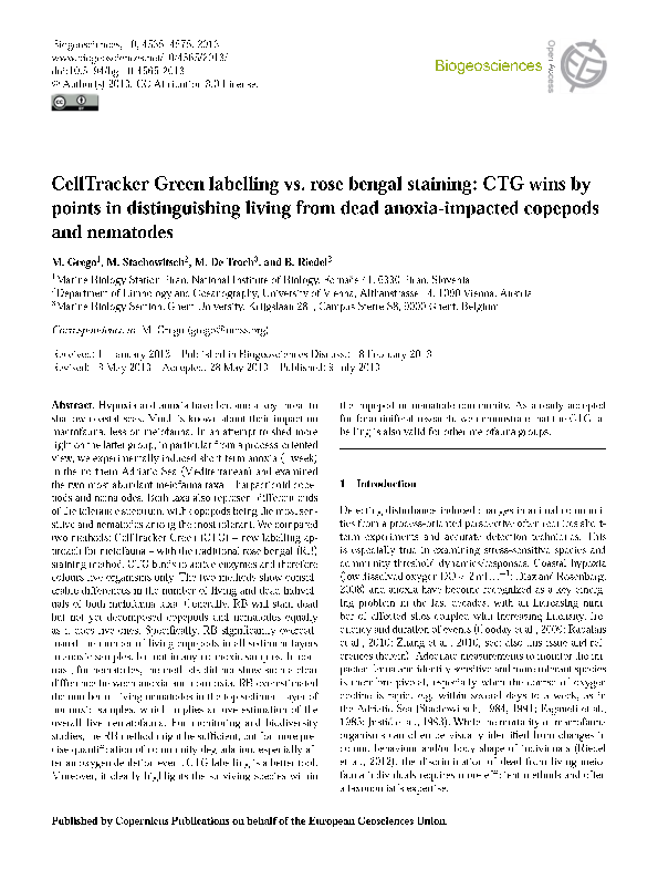 (PDF) CellTracker Green labelling vs. rose bengal staining: CTG wins by ...